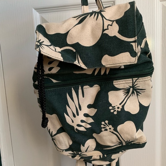 Bags | Vintage Green Hawaiian Print Backpack | Poshmark